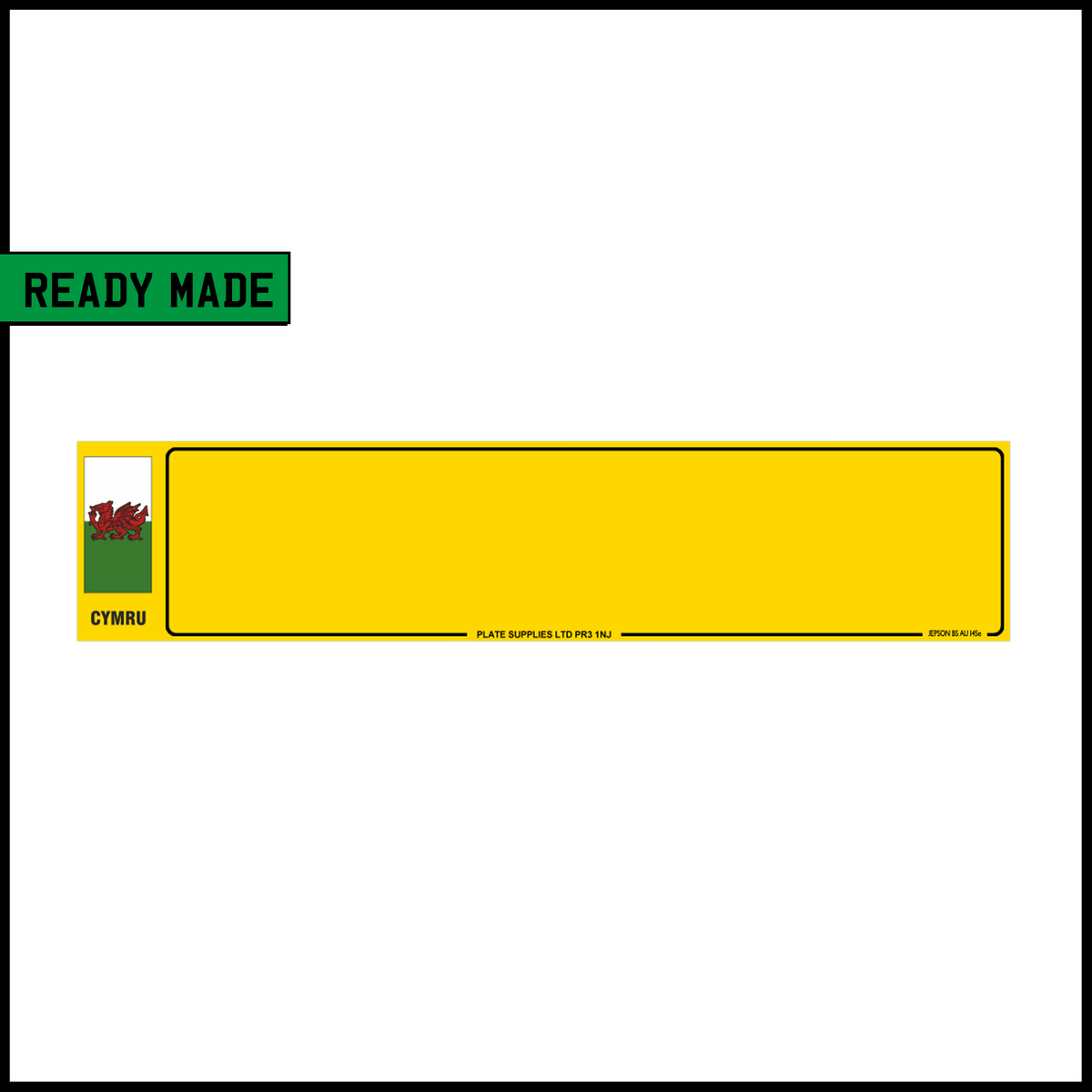 Ready Made Yellow Oblong Number Plate with Border - CYMRU – Plate Supplies
